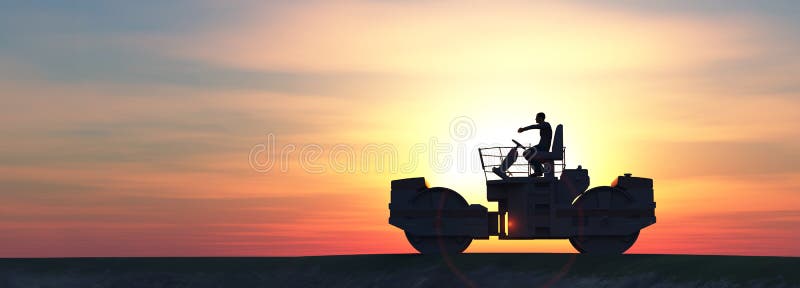 Illustration of a Steamroller with a Driver Stock Photo - Image of work ...