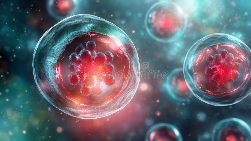 Illustration of Stem Cell Division Mitosis Steps and Biotechnology ...