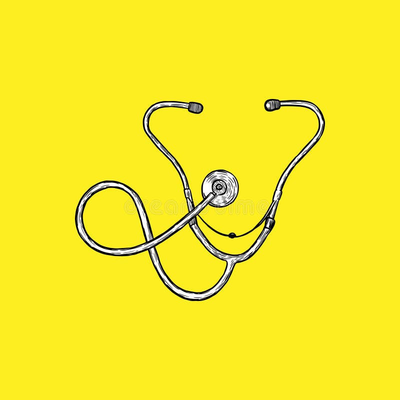 Stethoscope. Hand drawn stock vector. Illustration of stethoscope ...