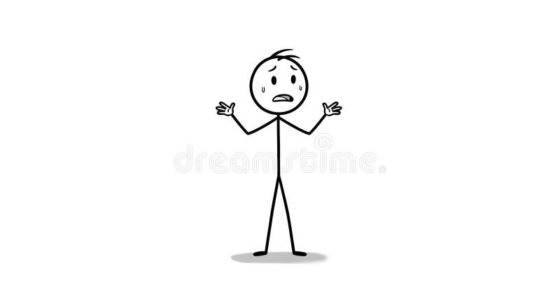 Stressed Stick Figure Illustration - Expressive Cartoon Character Stock ...
