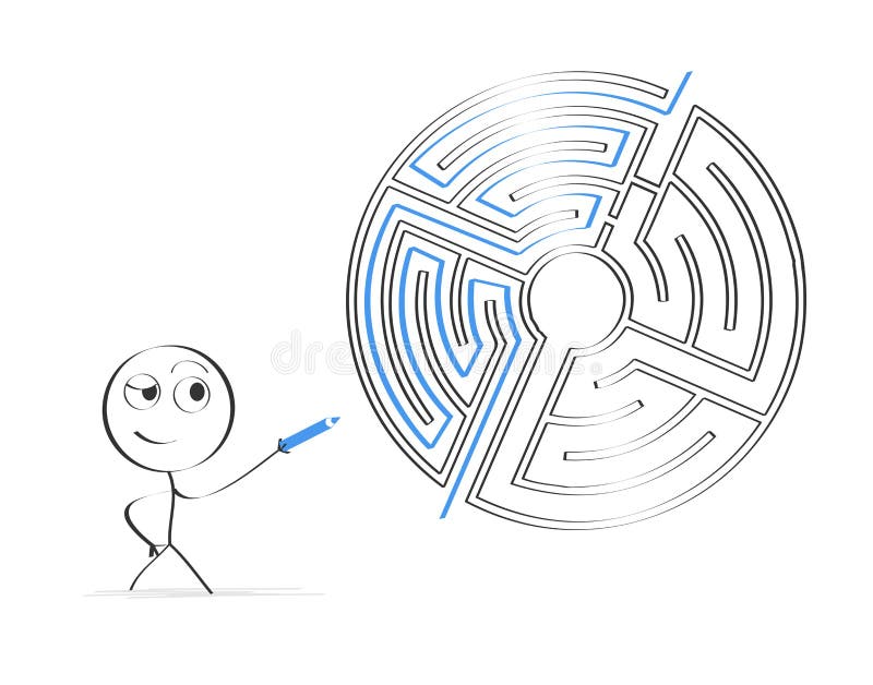 Stick Figure Labyrinth Solution Stock Illustrations – 23 Stick Figure ...