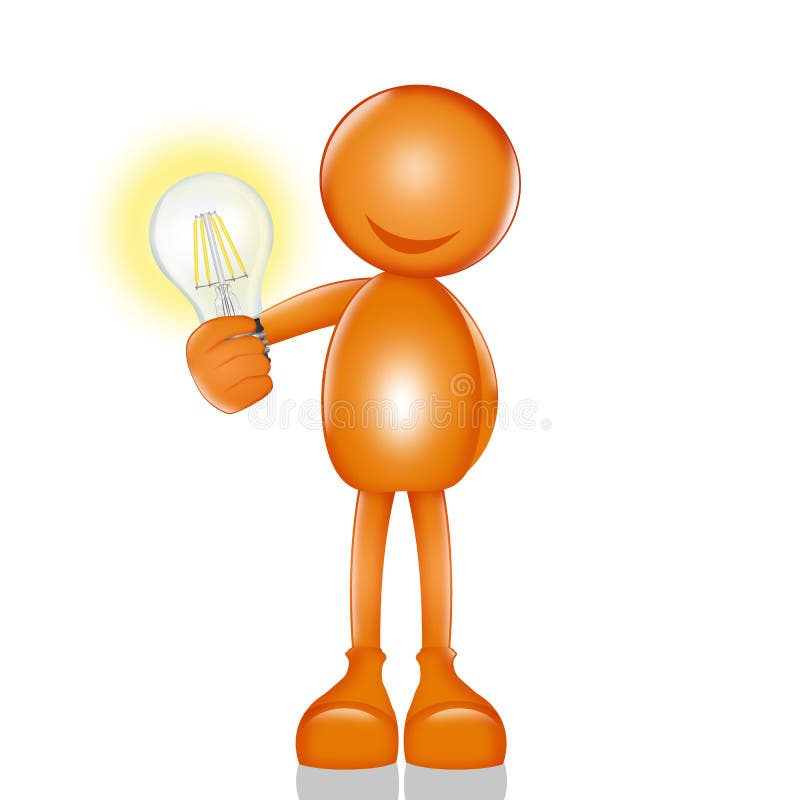 Illustration of Stick Man with Bulb Idea Stock Illustration ...