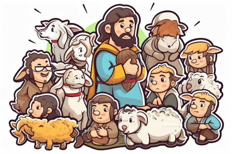 Illustration of a Sticker with the Image of the Good Shepherd. Stock ...