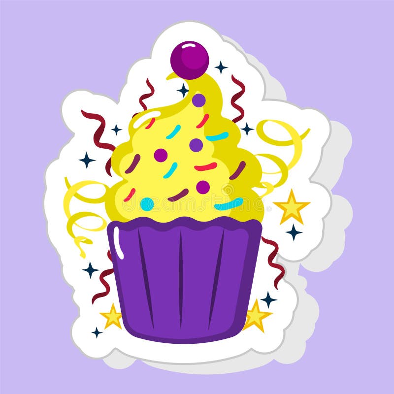 Illustration of Sticker Style Muffins Stock Illustration - Illustration ...