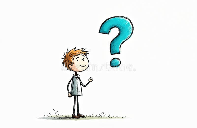 Illustration of Stickman Looking at Question Mark. Person Contemplates ...