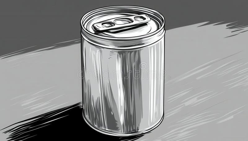Illustration of a Still Aluminum Can on a Surface with Dramatic Shading ...
