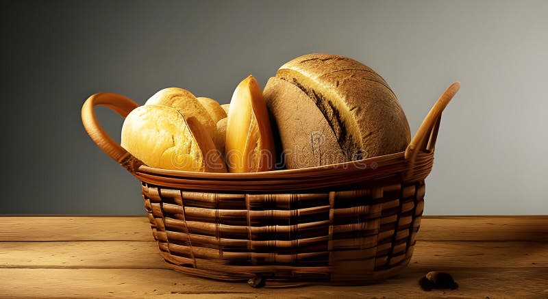 Illustration Still Life with Bread in Dramatic Tones Stock Illustration ...