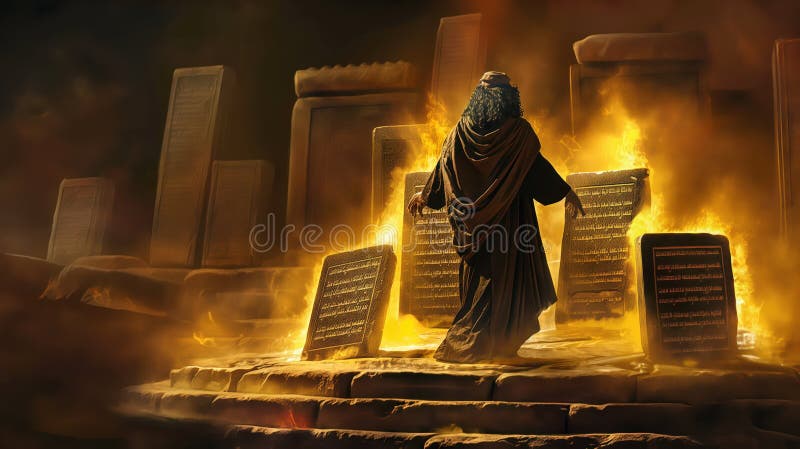 Illustration of Stone Tablets with Ten Commandments Written in Chiseled ...