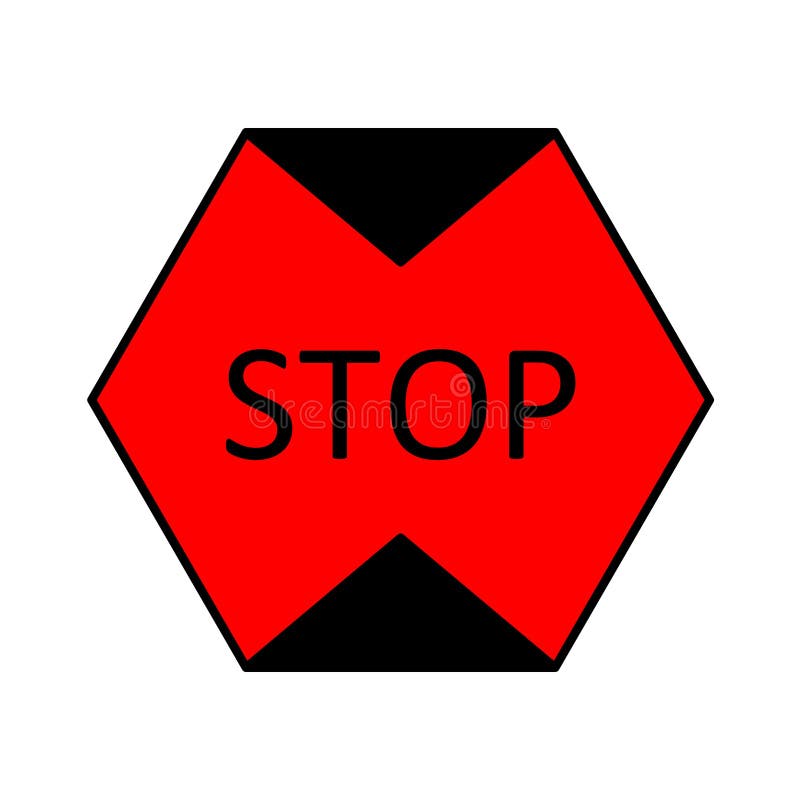 Illustration of Stop Button Icon in Hexagon Shape, Coloured Stock ...