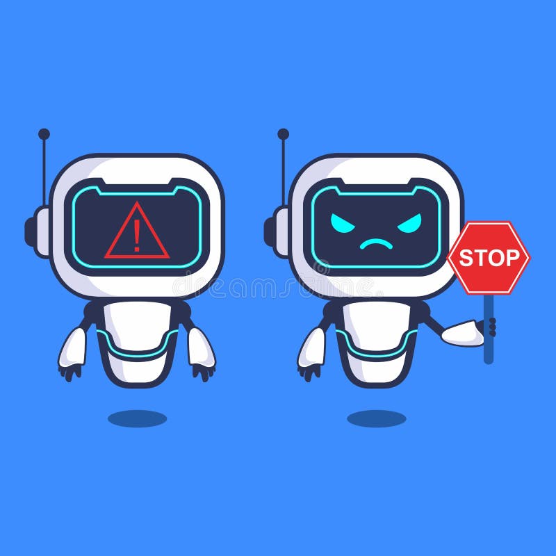 Illustration Stop Dangerous Robot Character Vector Technology Stock ...