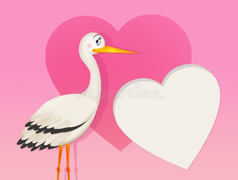 Stork for female stock illustration. Illustration of birth - 111548588