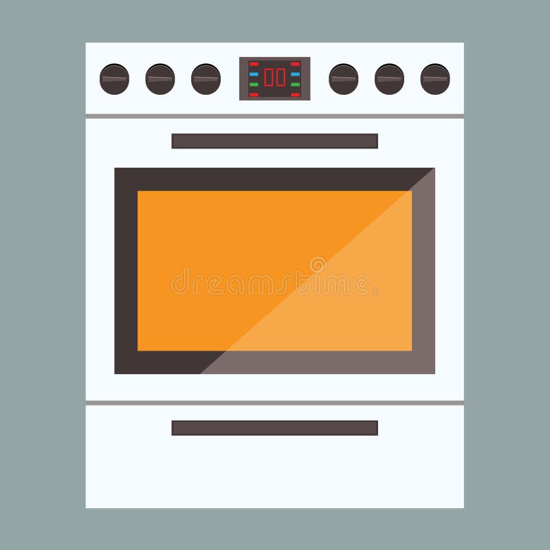 Illustration of Stove Gas Oven with Front View. Flat and Solid Color ...