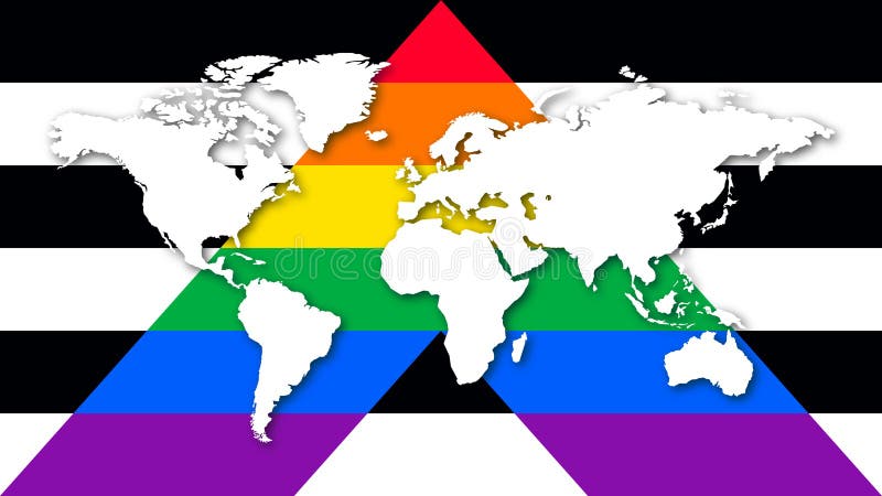 Illustration of Straight Ally Pride Flag with a World Map Stock ...