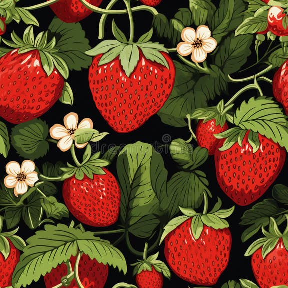An Illustration of Strawberries in a Randomly Repeating Tile Pattern ...