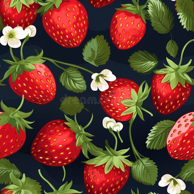 An Illustration of Strawberries in a Randomly Repeating Tile Pattern ...