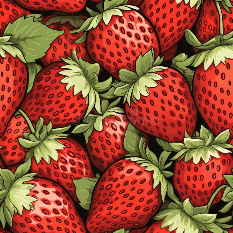 An Illustration of Strawberries in a Randomly Repeating Tile Pattern ...