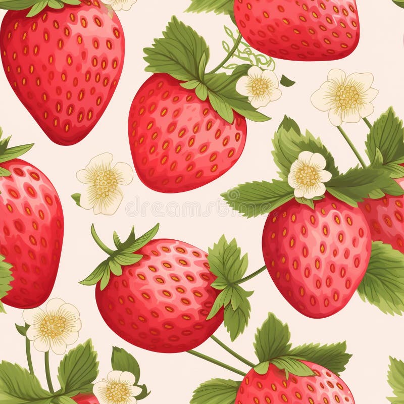 An Illustration of Strawberries in a Randomly Repeating Tile Pattern ...