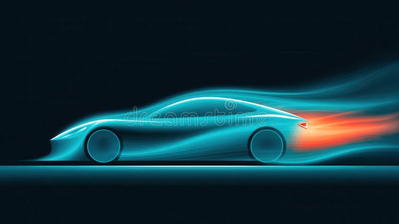 Illustration of a Streamlined Car Shape with Visible Airflow Lines ...
