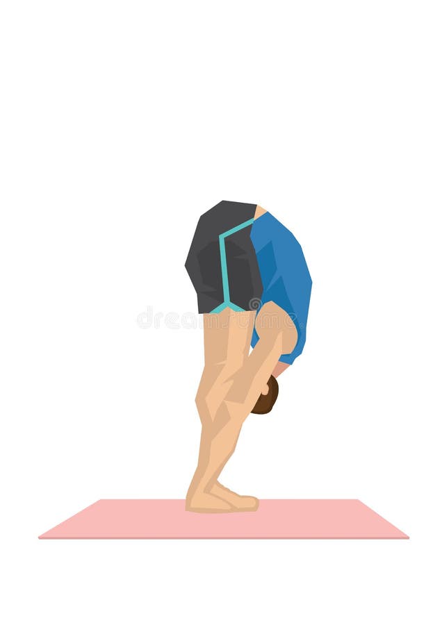 Illustration of a Strong Man Practicing Yoga with a Deep Forward Stock ...