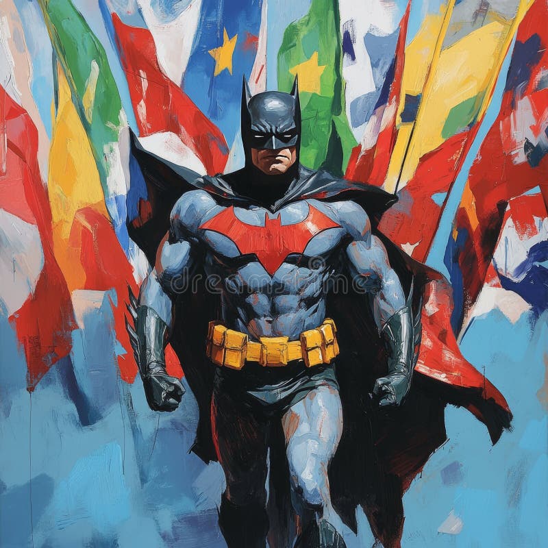 Illustration of a Strong Superhero Standing in Front of a Wall with ...