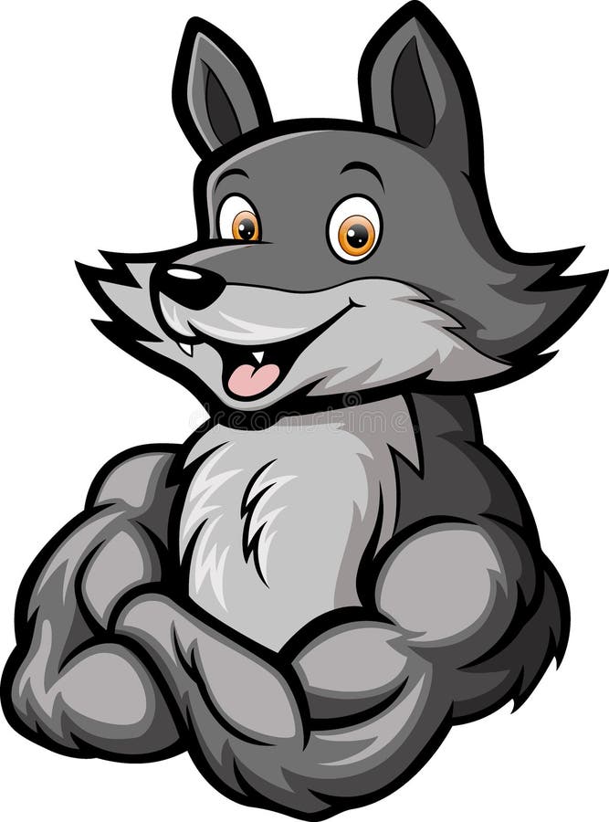 Strong Wolf Cartoon Mascot Character Stock Vector - Illustration of ...