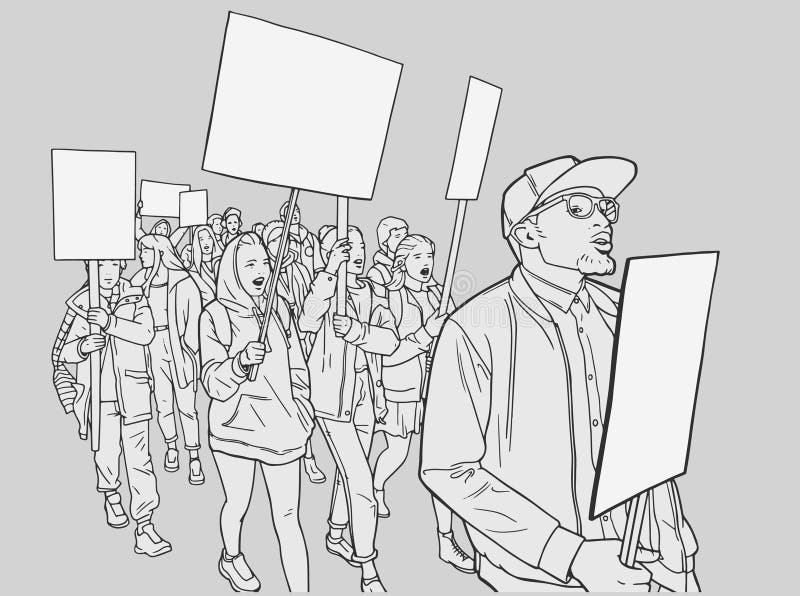 Illustration of Student Demonstration with Blank Signs Stock Vector ...