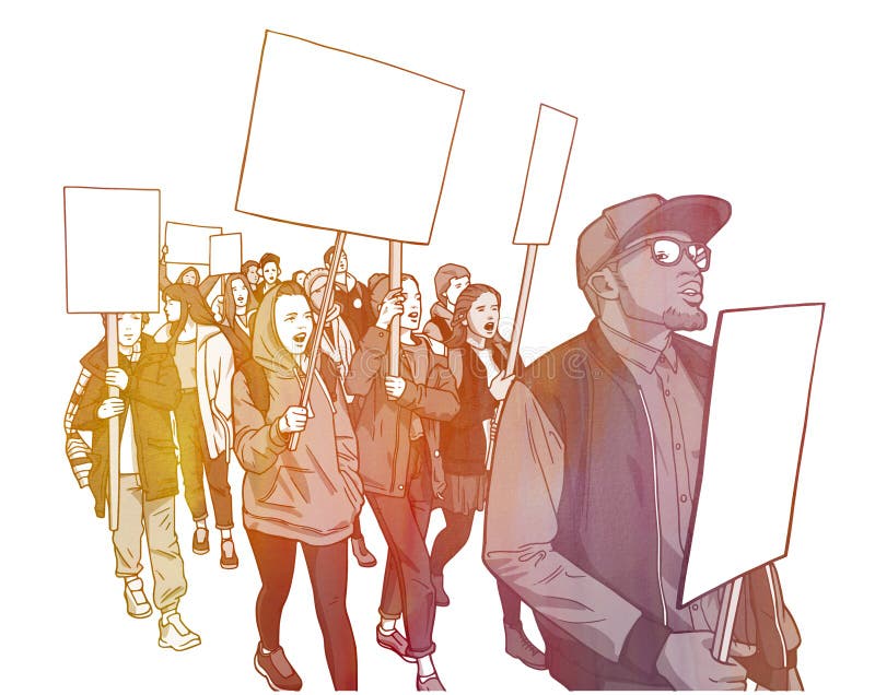 Illustration of Student Demonstration with Blank Signs Stock Vector ...