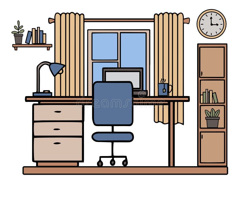 Illustration of a Student S Room Interior.Colored Vector Illustration ...