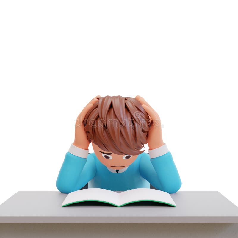 3d Illustration Students are Dizzy Studying Stock Illustration ...