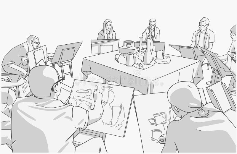 Students Drawing Still Life Art Studio Stock Illustrations – 19 ...