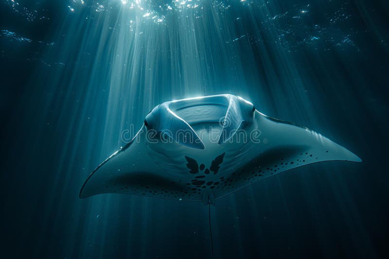 Illustration of Stunning Photo of a Manta Ray in the Deep Blue Ocean ...