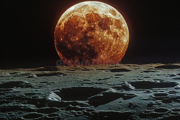 Stunning Showing Moon in Dark Sky, Red and Orange Eclipse Effect ...