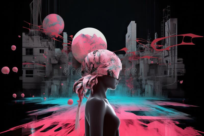 Illustration in Style of Digital Collages. Contemporary Art Collage ...