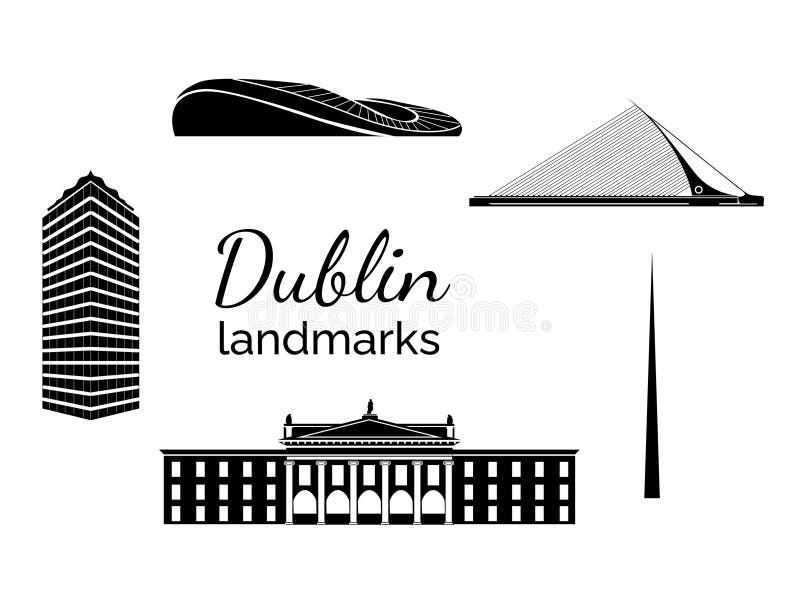 Some Dublin landmarks stock vector. Illustration of poster - 274187403