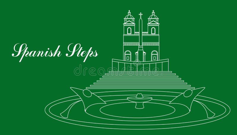The Illustration with Landmark the Spanosh Steps Stock Vector ...