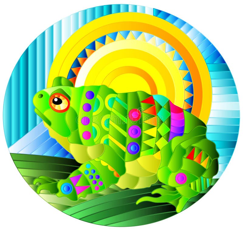 Illustration in the Style of a Stained Glass Window with an Abstract ...