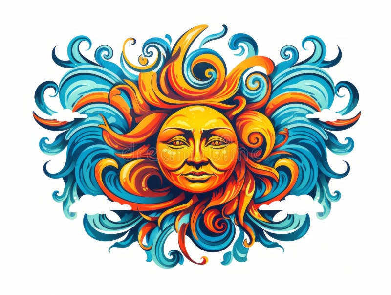 Illustration in the Style of a Stained Glass Window with Abstract Sun ...