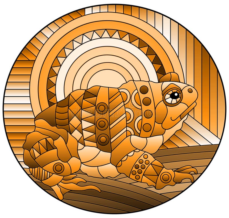 Illustration in the Style of a Stained Glass Window with an Abstract ...