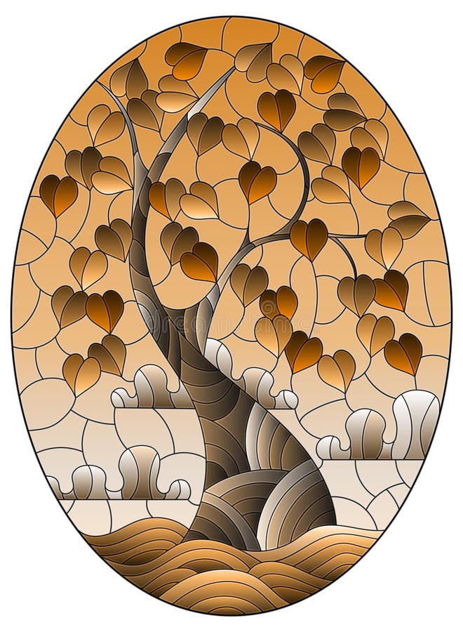 Illustration in the Style of a Stained Glass Window with an Abstract ...