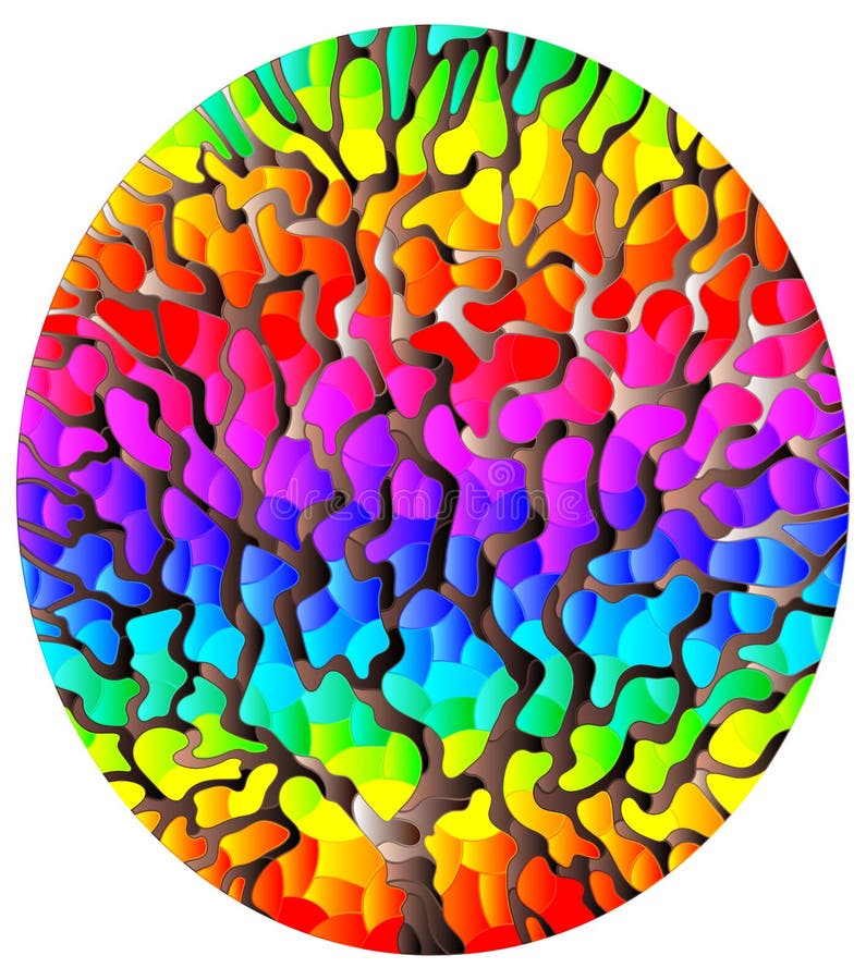 Illustration in the Style of a Stained Glass Window with an Abstract ...