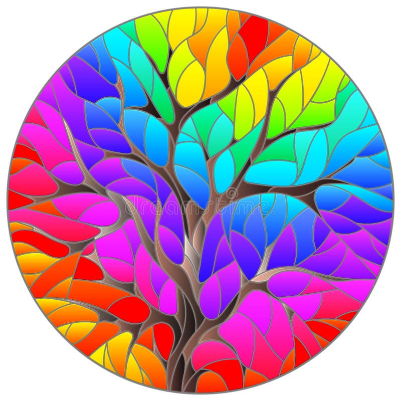 Illustration in the Style of a Stained Glass Window with an Abstract ...