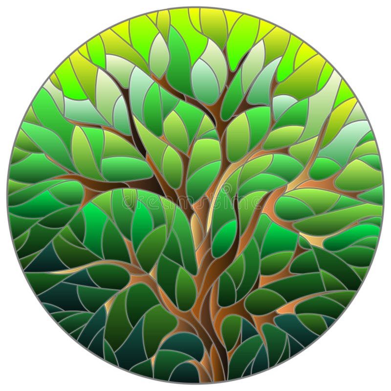 Illustration in the Style of a Stained Glass Window with an Abstract ...