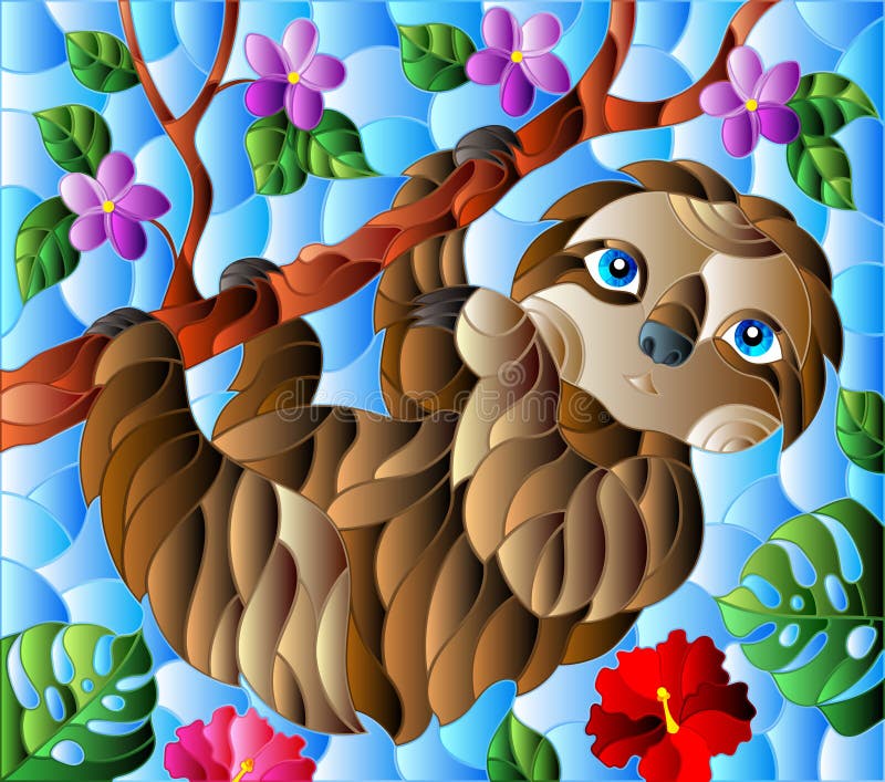 Illustration in the Style of a Stained Glass Window with a Cute Cartoon ...