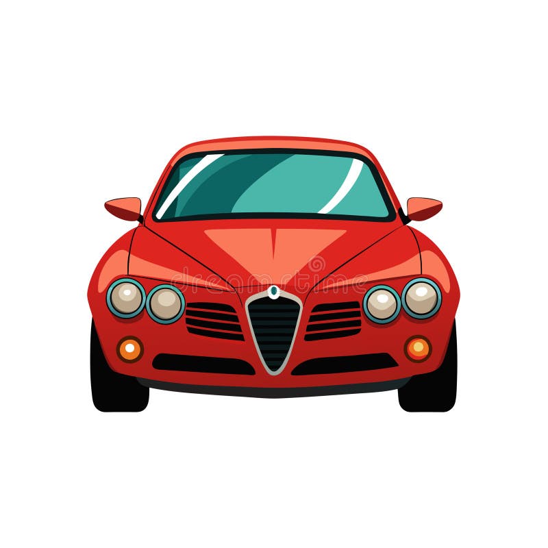 Illustration of a Stylish Red Vintage Car Front View Stock Illustration ...