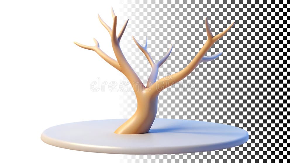 Stylized Dead Tree on a White Platform Abstract Art Png Transparent ...