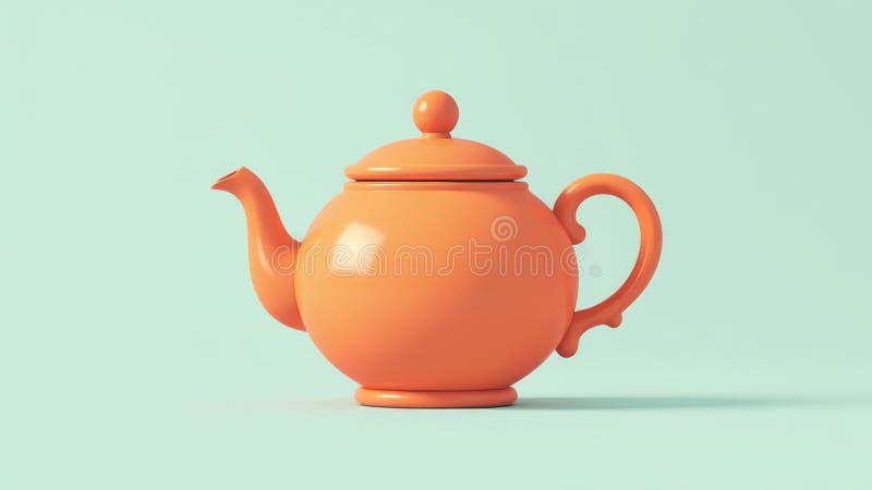 Illustration of a Stylized Clay Brown Teapot on a Plain Background ...