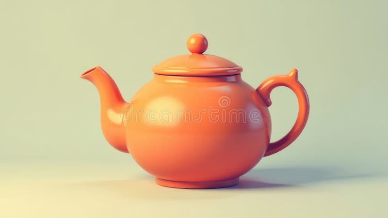 Illustration of a Stylized Clay Brown Teapot on a Plain Background ...