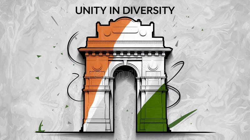 Illustration of a Stylized Depiction of India Gate with a Theme of ...