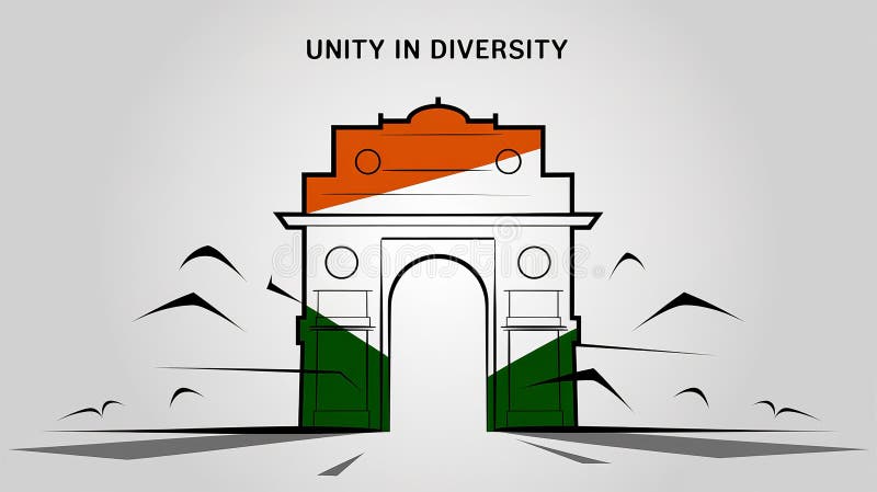 Illustration of a Stylized Depiction of India Gate with a Theme of ...