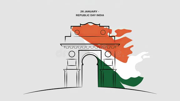 Illustration of a Stylized Depiction of India Gate with a Theme of ...